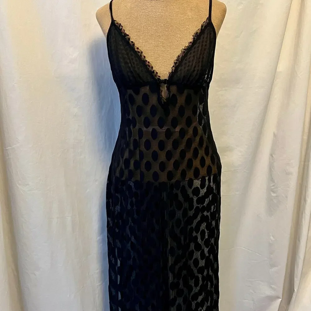 unknown | Intimates & Sleepwear | Black Lace Sheer Maxi Nightgown See ...